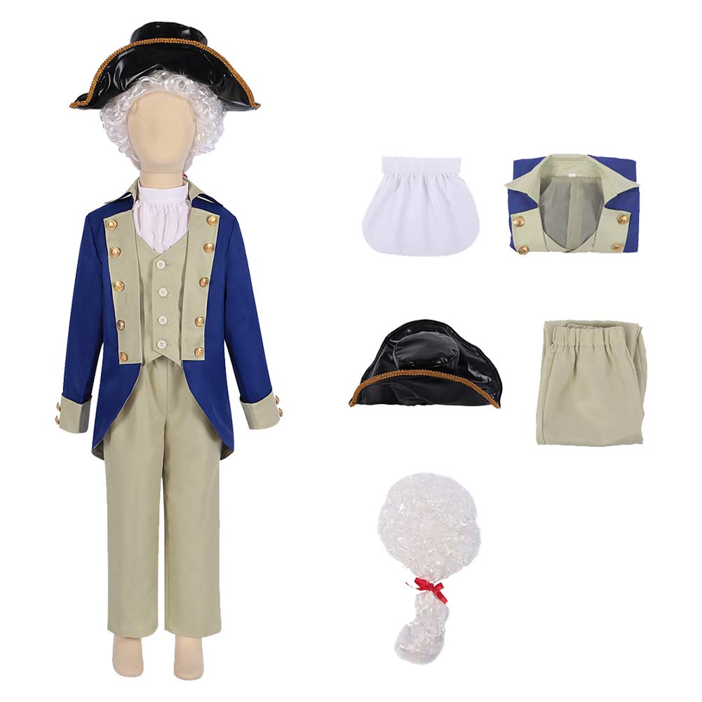 5 Piece Full Set President George Washington Kids Children Cosplay Col ...