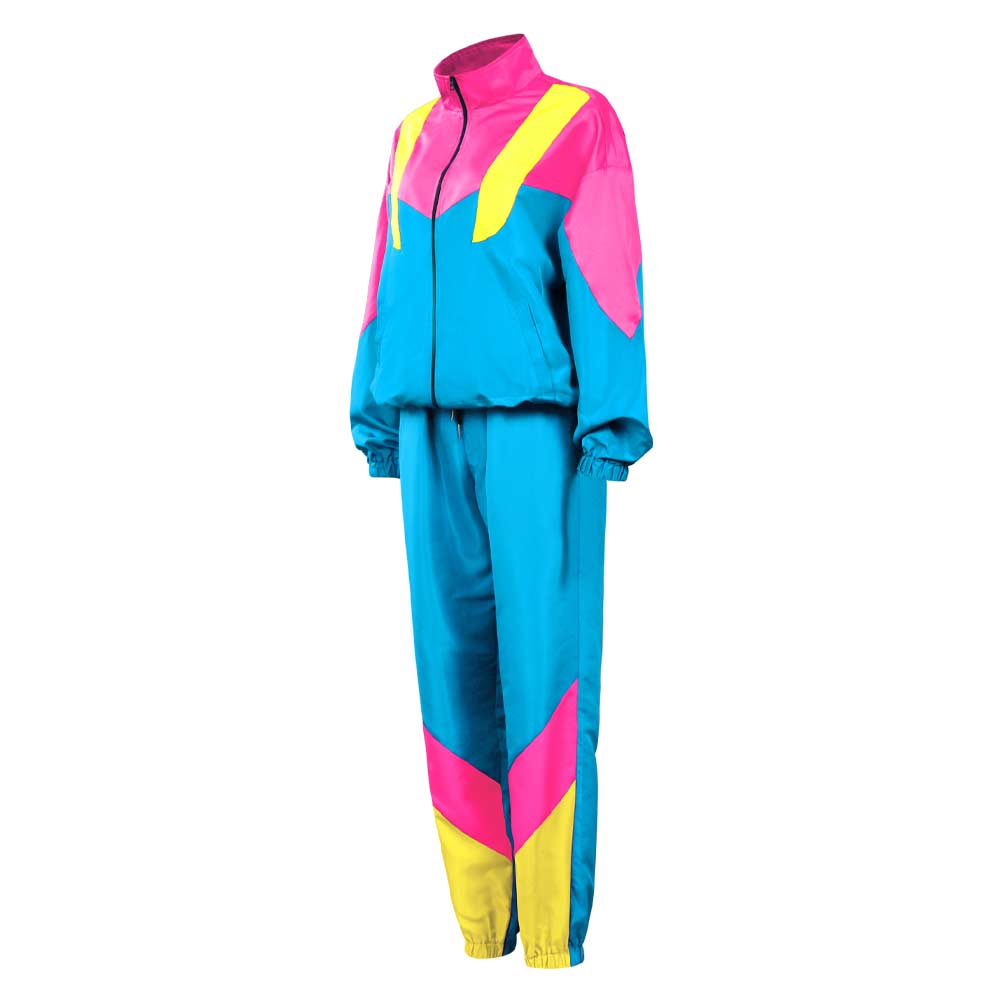 80s Adult Blue Retro Hip Hop Tracksuit Set Sportswear Cosplay Outfits ...