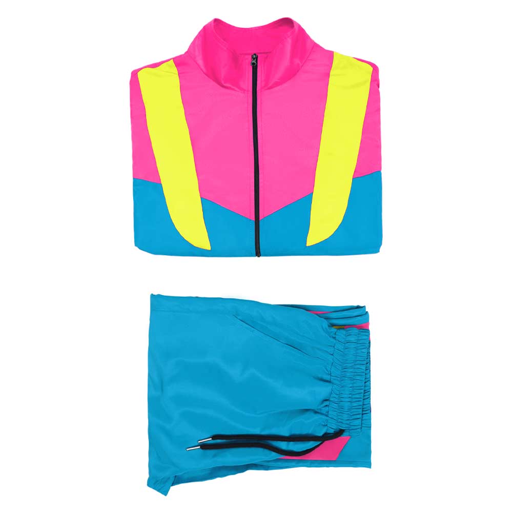 80s Adult Blue Retro Hip Hop Tracksuit Set Sportswear Cosplay Outfits ...