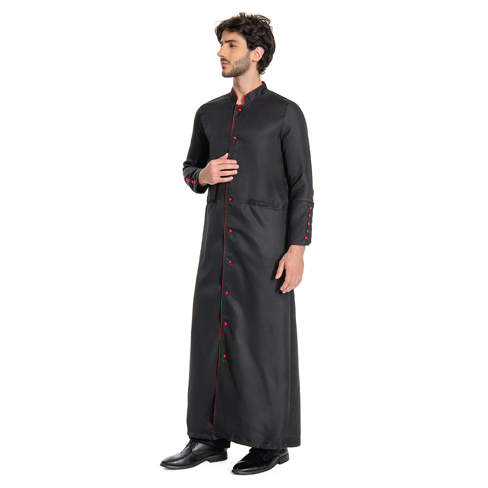 Medieval Christian Friar Priest Black Long Coat Cosplay Outfits Hallow ...