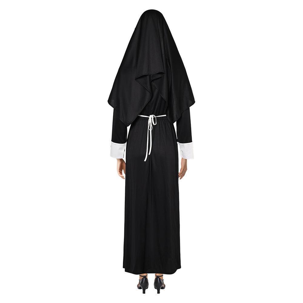 Medieval Women Nun Cosplay Robe 4 Pieces Set Halloween Church Suit ...
