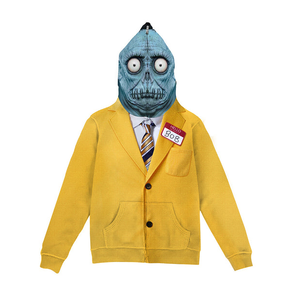 Beetlejuice 2 Bob-Shrinker Shrunken Head Cosplay Yellow Zip Up Hoodie ...