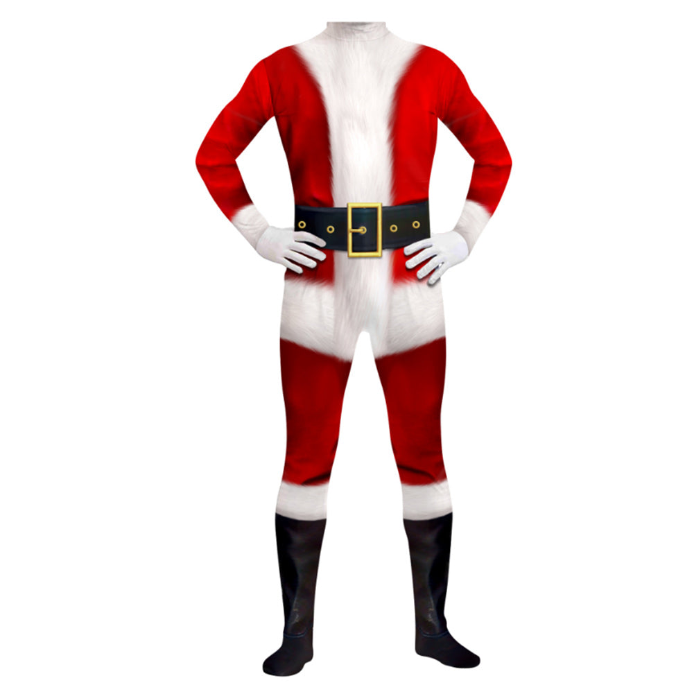 Christmas Santa Claus 3D Printed Bodysuit Hat Set Cosplay Outfits Hall ...