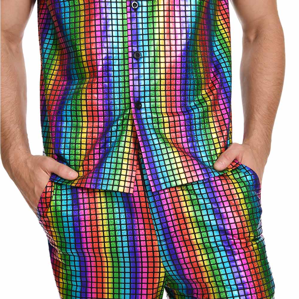 Disco 70S Men Colorful Six-piece Set Cosplay Outfits Halloween Party S ...