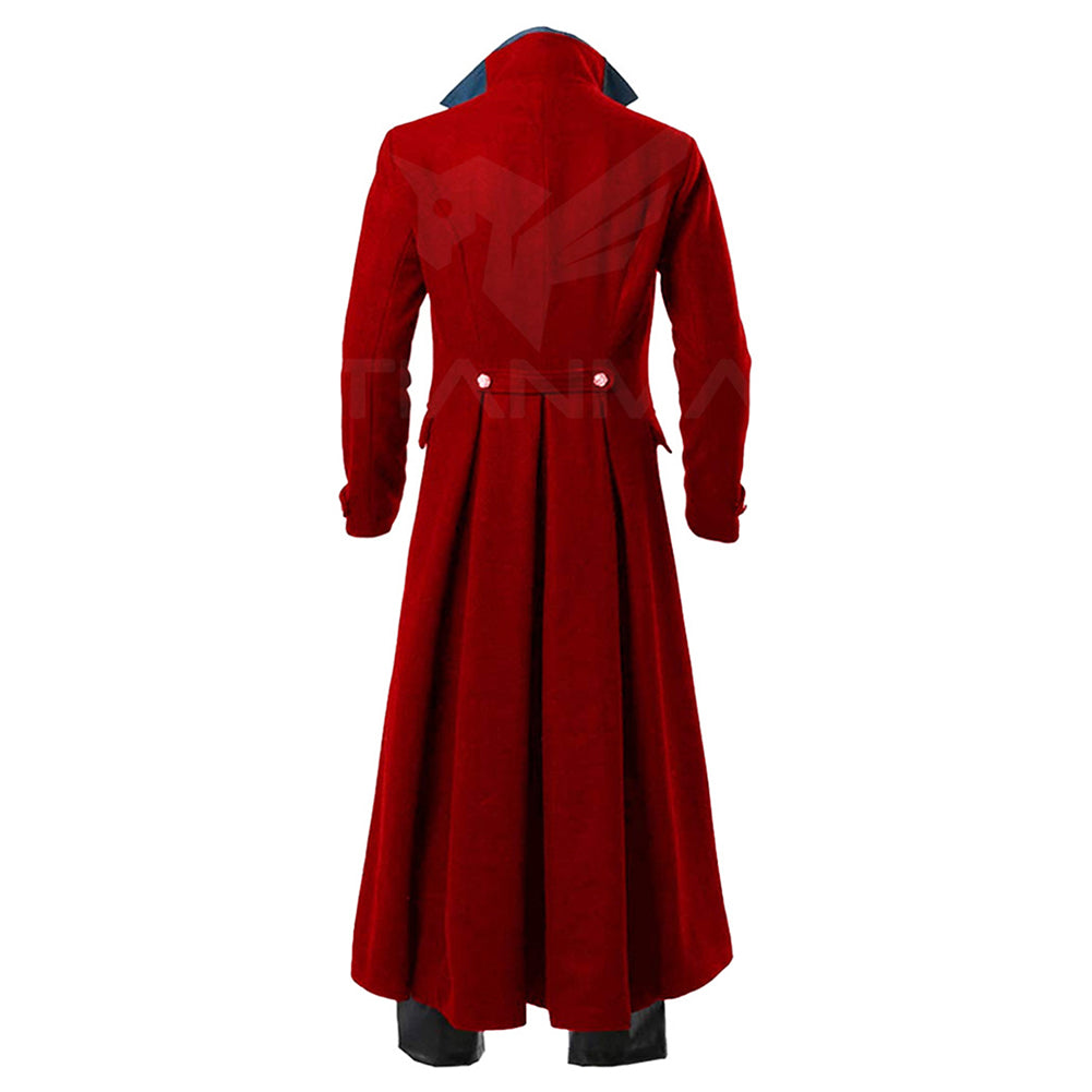 Gothic Steampunk Retro Standing Collar Trench Men Red Coat Cosplay Out ...