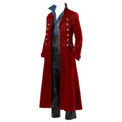 Gothic Steampunk Retro Standing Collar Trench Men Red Coat Cosplay Out ...