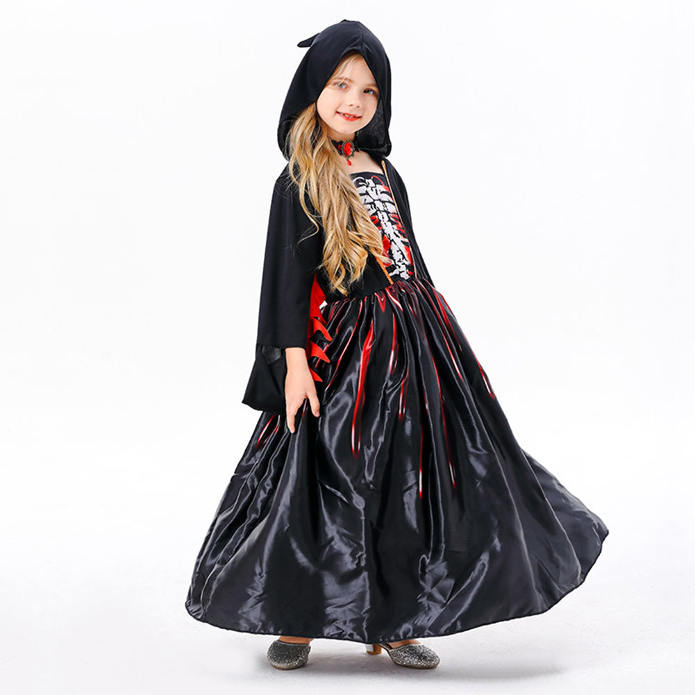Horror Witch Skeleton Dress Cosplay Costume For Little Girls Outfits H ...