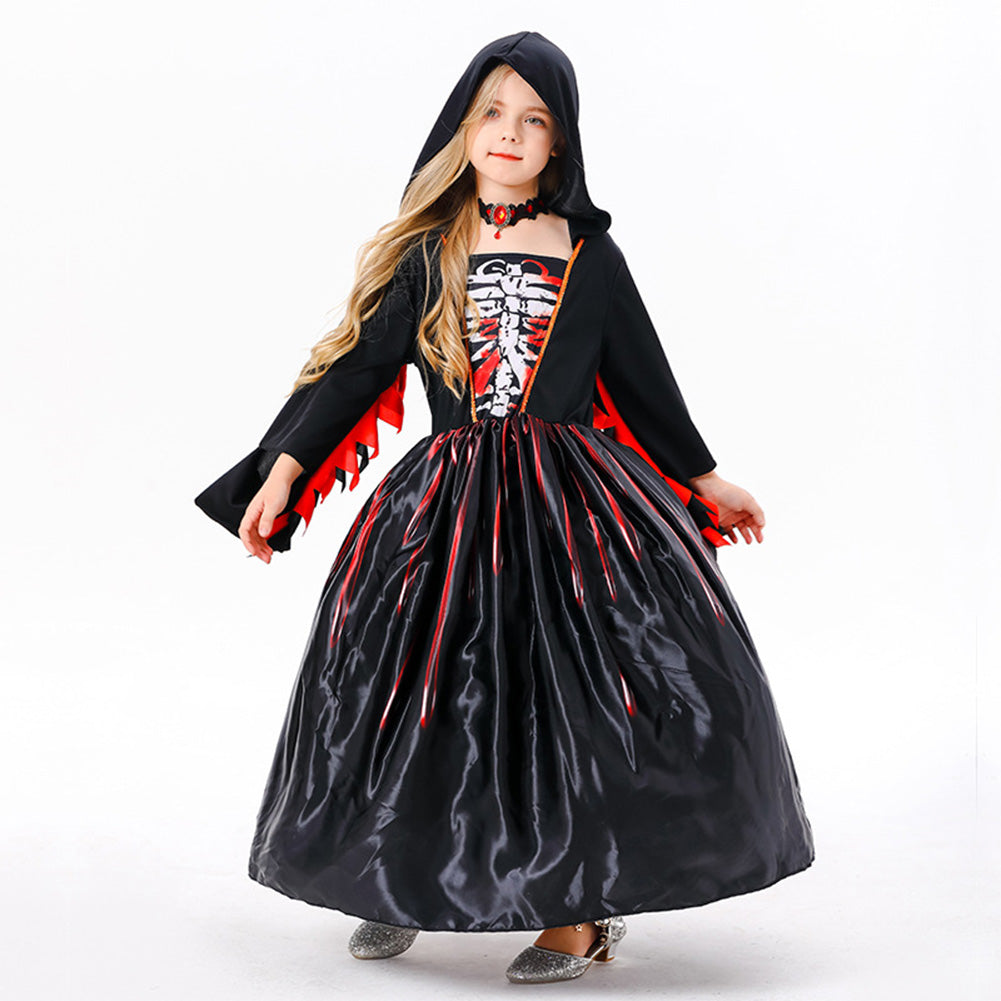 Horror Witch Skeleton Dress Cosplay Costume For Little Girls Outfits H ...