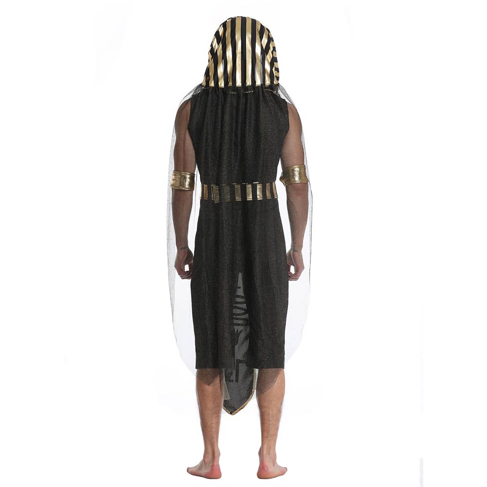 King of Egypt Pharaoh 7 Piece Set Mesh Robe Cosplay Outfits Halloween ...