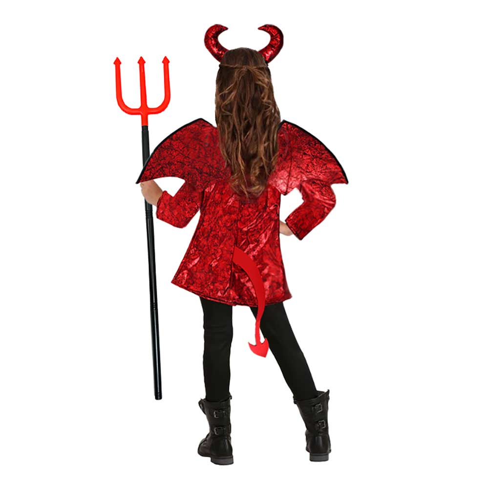 Little Punk Devil Kids Girls Red Coat Props Set Cosplay Outfits Hallow ...