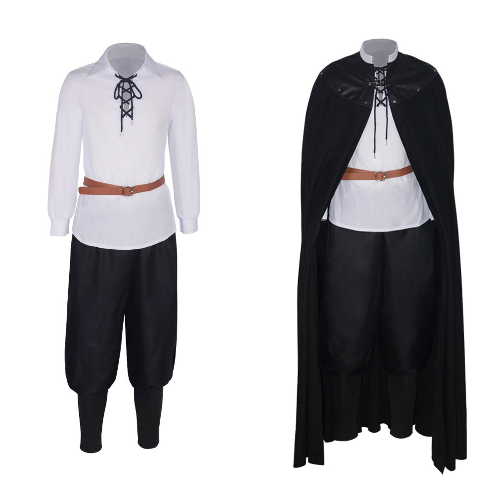 Medieval Renaissance Knight Men Top Pants Set With Black Cloak Cosplay ...