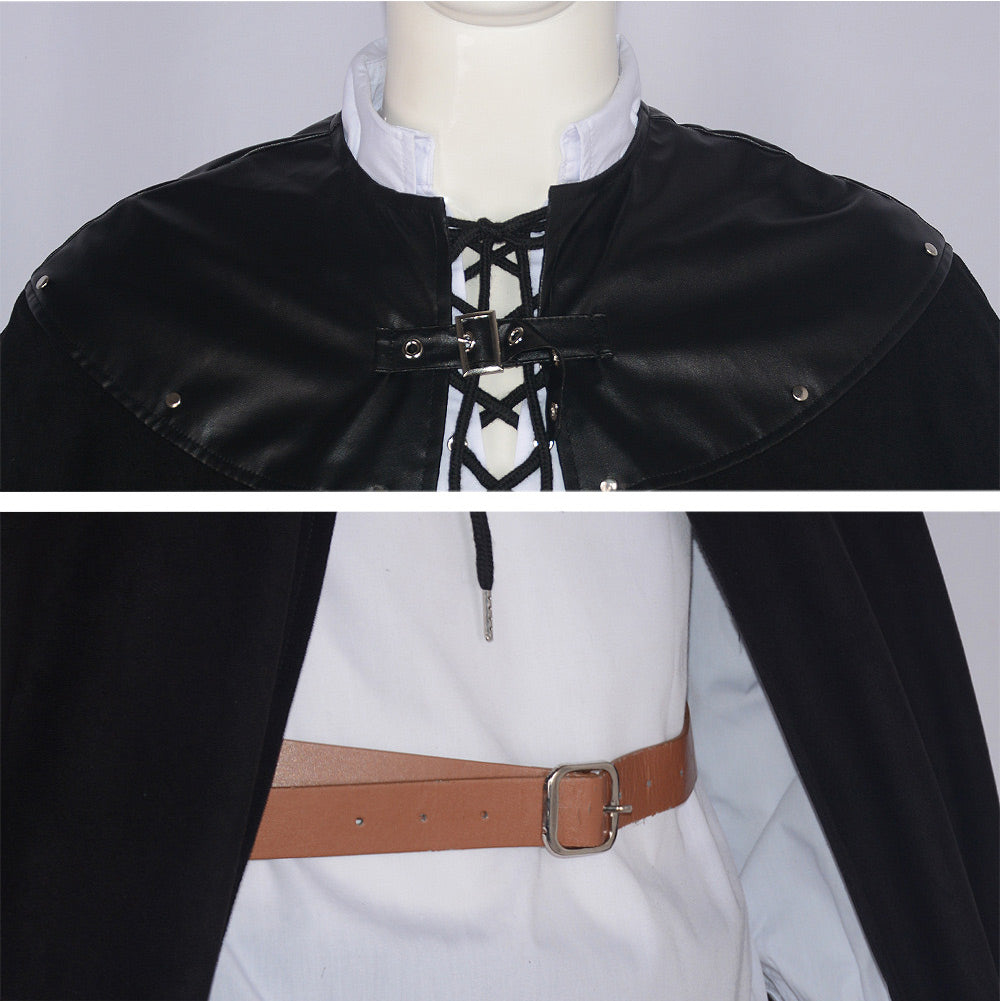 Medieval Renaissance Knight Men Top Pants Set With Black Cloak Cosplay ...