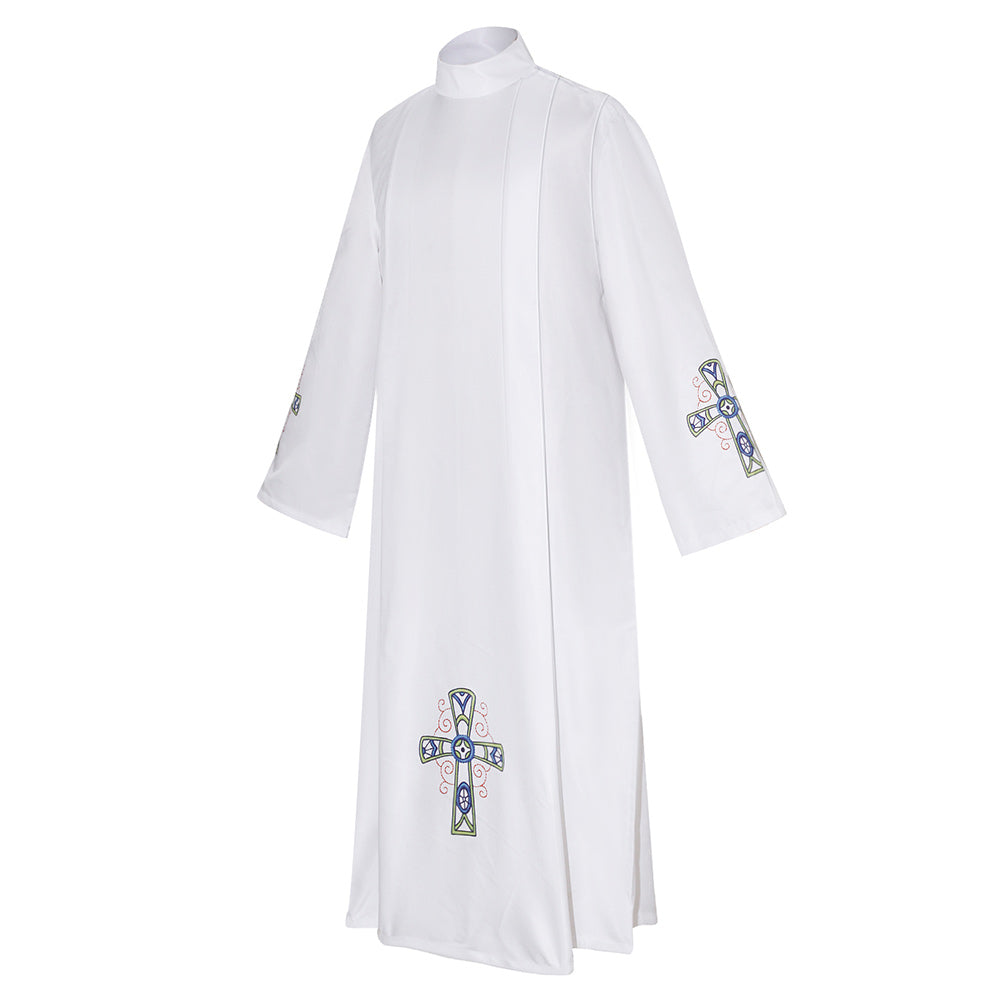 Pastor Uniform With Jacquard Blue Crucifixion God Father Cosplay Costu ...