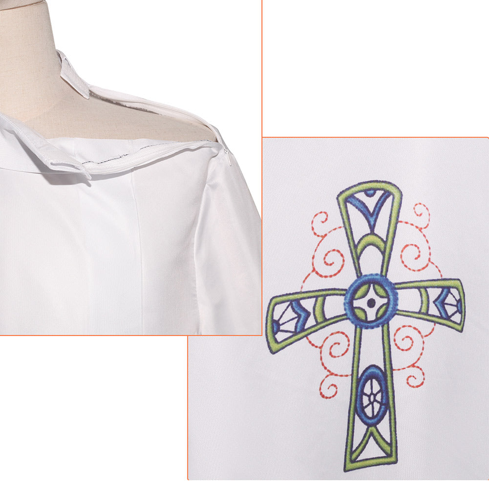 Pastor Uniform With Jacquard Blue Crucifixion God Father Cosplay Costu ...