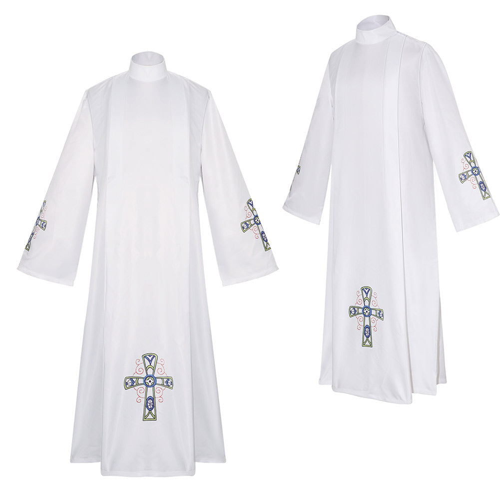 Pastor Uniform With Jacquard Blue Crucifixion God Father Cosplay Costu ...