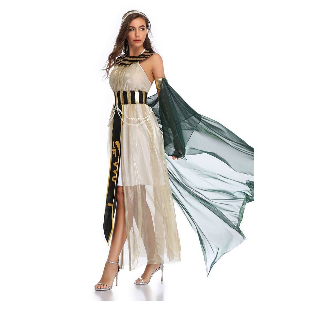 Queen of Egypt Women 7 Piece Set Mesh Dress Cosplay Outfits Halloween ...