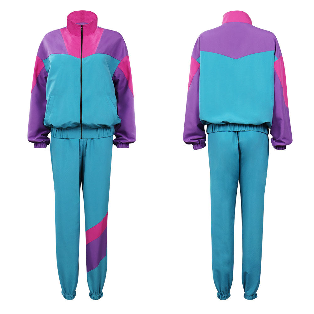 Retro 80s 90s Hip Hop Women Cyan Sportswear Set Cosplay Outfits Hallow ...