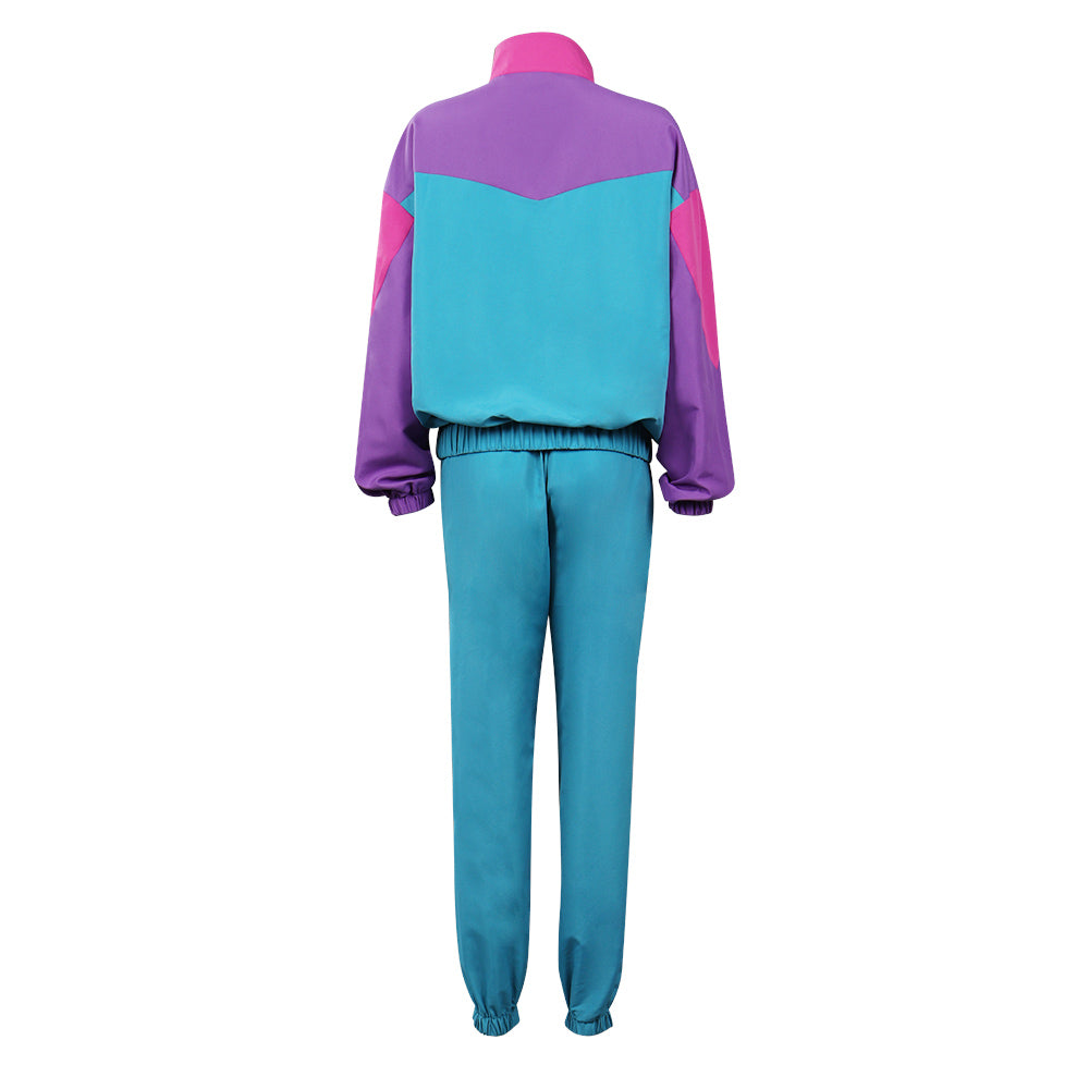 Retro 80s 90s Hip Hop Women Cyan Sportswear Set Cosplay Outfits Hallow ...