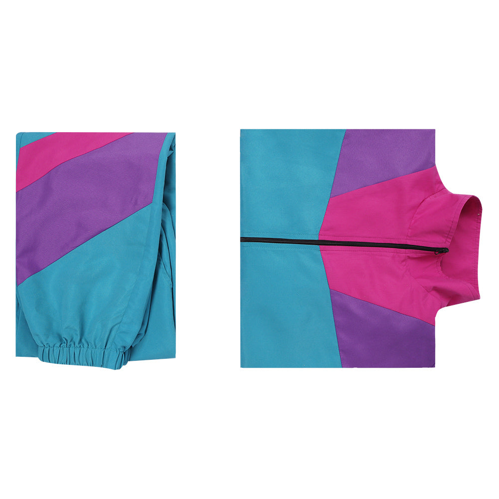 Retro 80s 90s Hip Hop Women Cyan Sportswear Set Cosplay Outfits Hallow ...