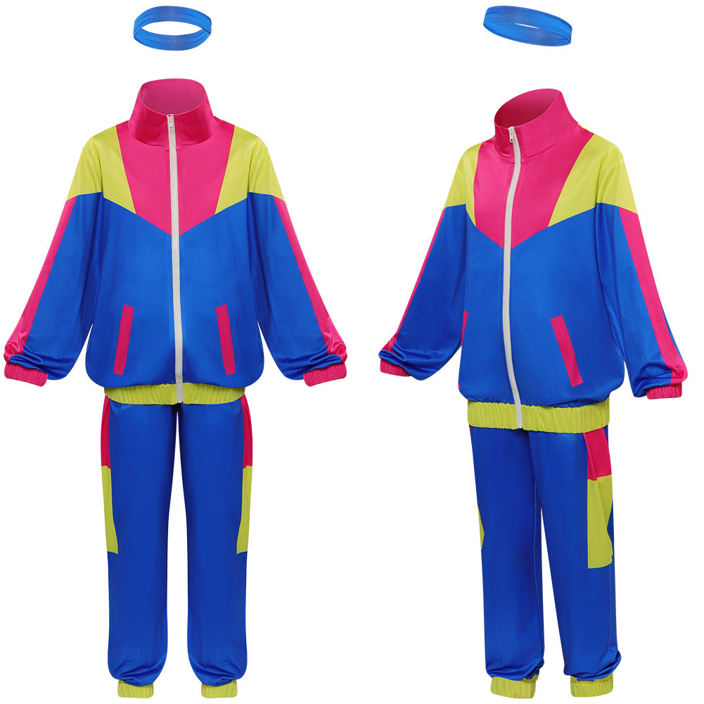 Retro 80s Hip Hop Kids Children 3 Piecs Blue Tracksuit Cosplay Outfits ...