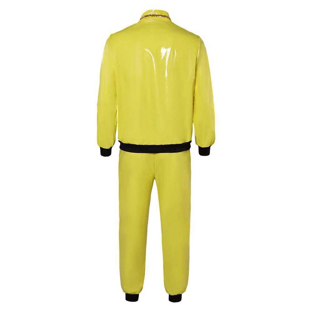 Retro 90S Disco Patent Leather Glossy Yellow 5 Pieces Set Cosplay Outf ...
