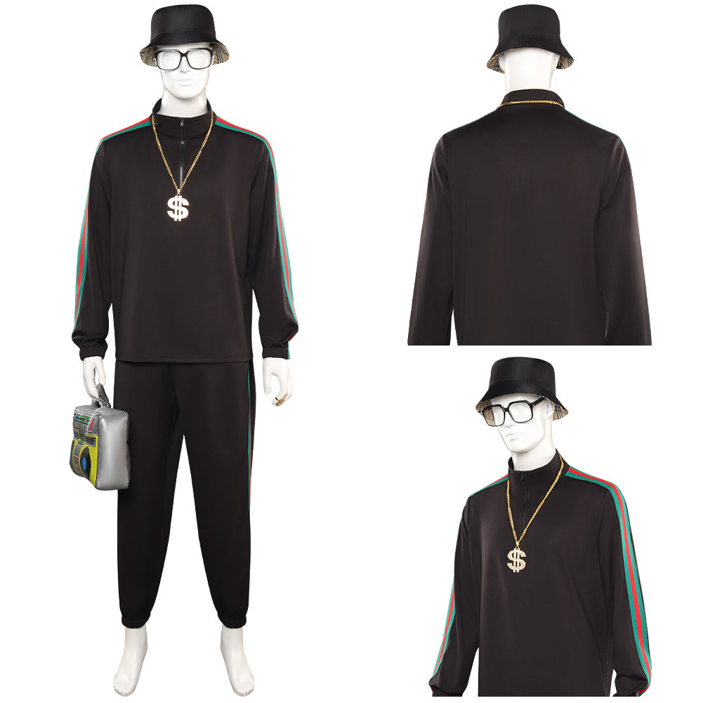 Retro Hip Hop 90s Men Black Tracksuit 7 Piece Set Cosplay Outfits Hall ...