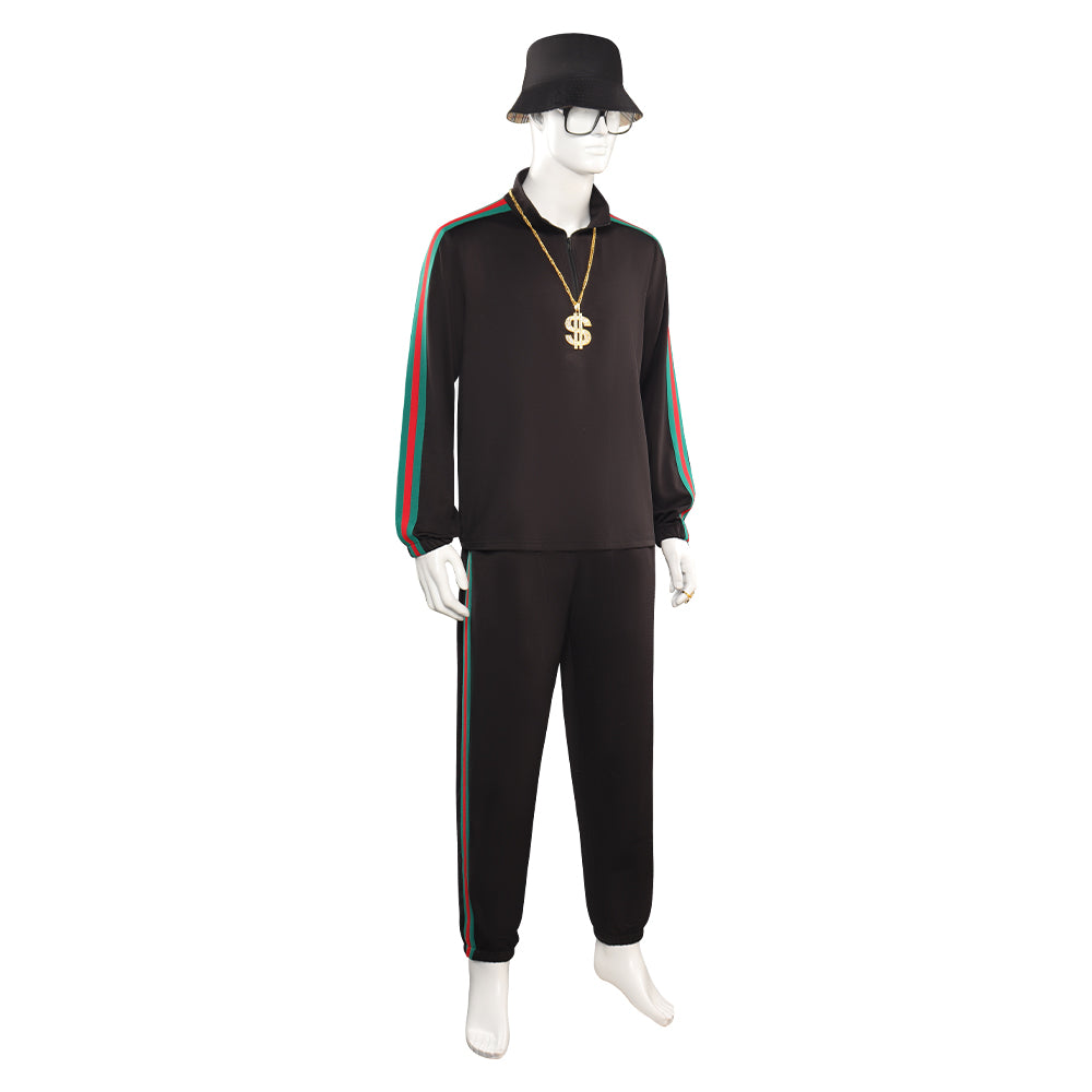 Retro Hip Hop 90s Men Black Tracksuit 7 Piece Set Cosplay Outfits Hall ...