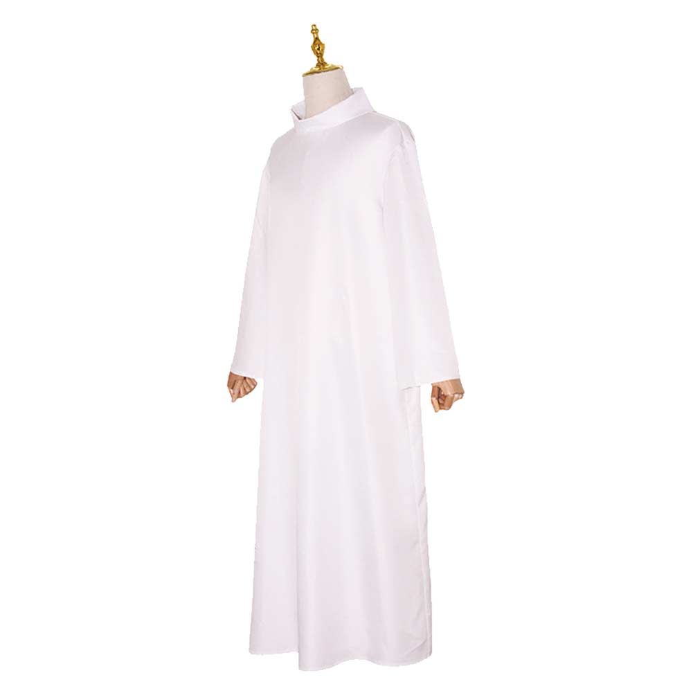 Retro Medieval Adult Priests Monks White Lapel Robe Cape Cosplay Outfi ...