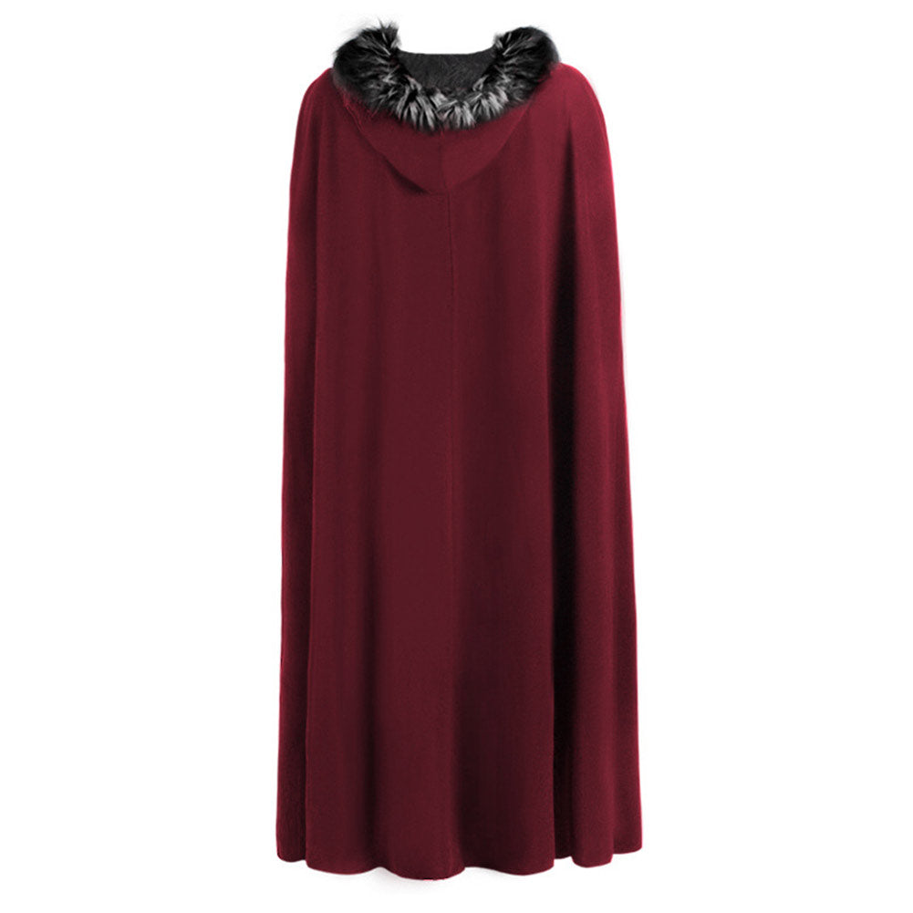 Retro Medieval Men Burgundy Steampunk Cloak Cape Cosplay Outfits Hallo ...