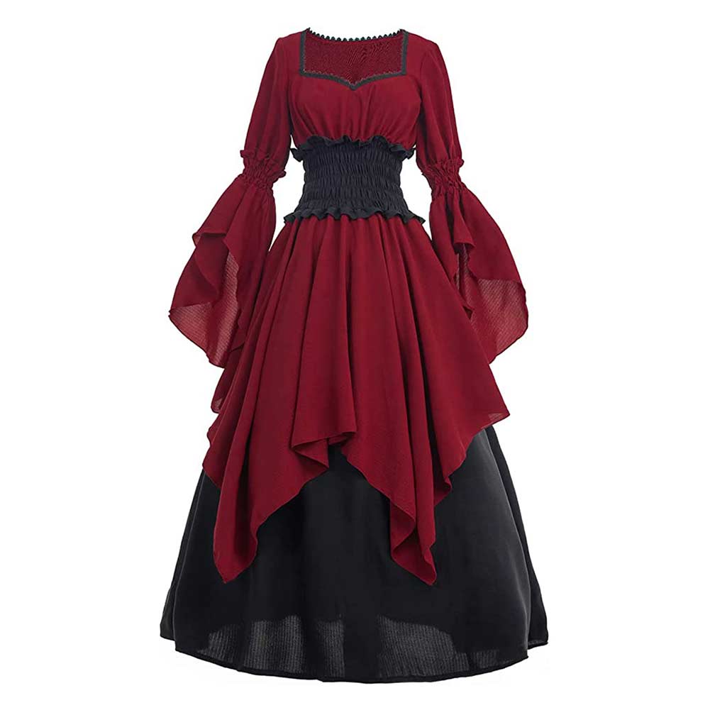 Retro Medieval Renaissance Victorian Pirate Witch 5 Piece Set Red Dres ...