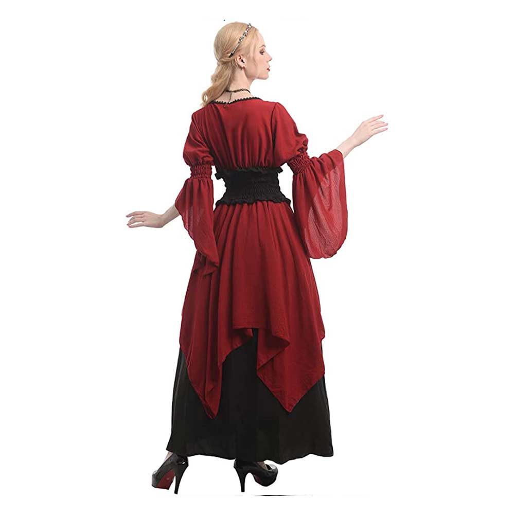 Retro Medieval Renaissance Victorian Pirate Witch 5 Piece Set Red Dres ...