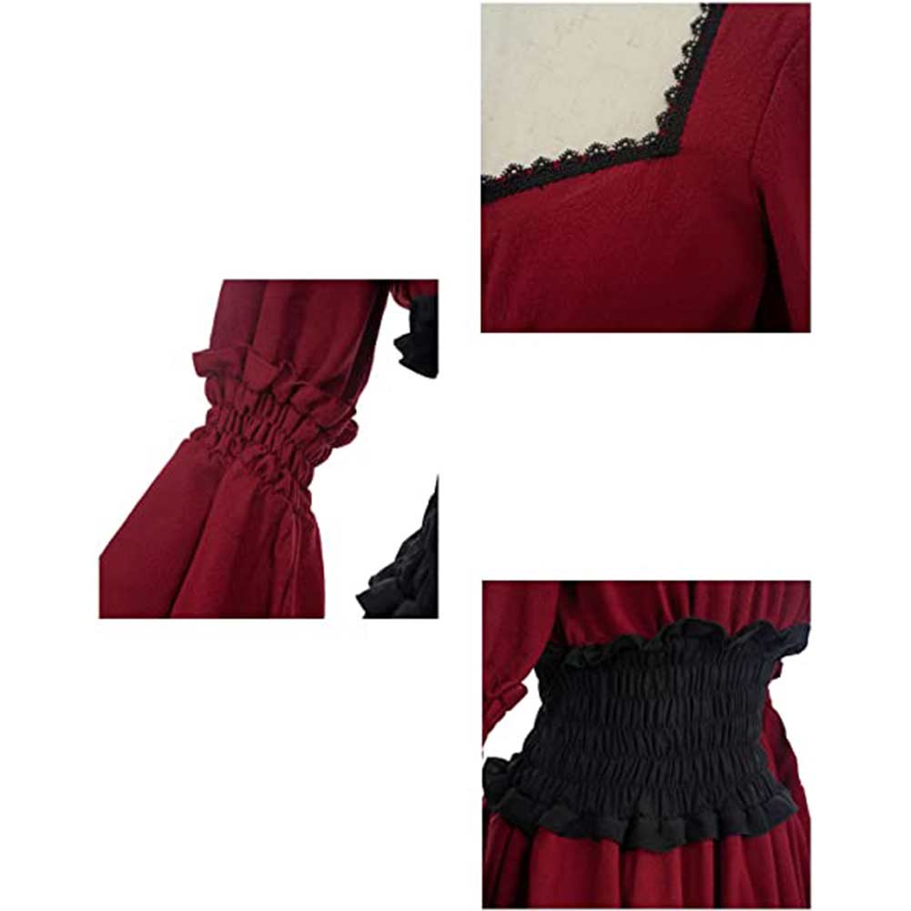 Retro Medieval Renaissance Victorian Pirate Witch 5 Piece Set Red Dres ...