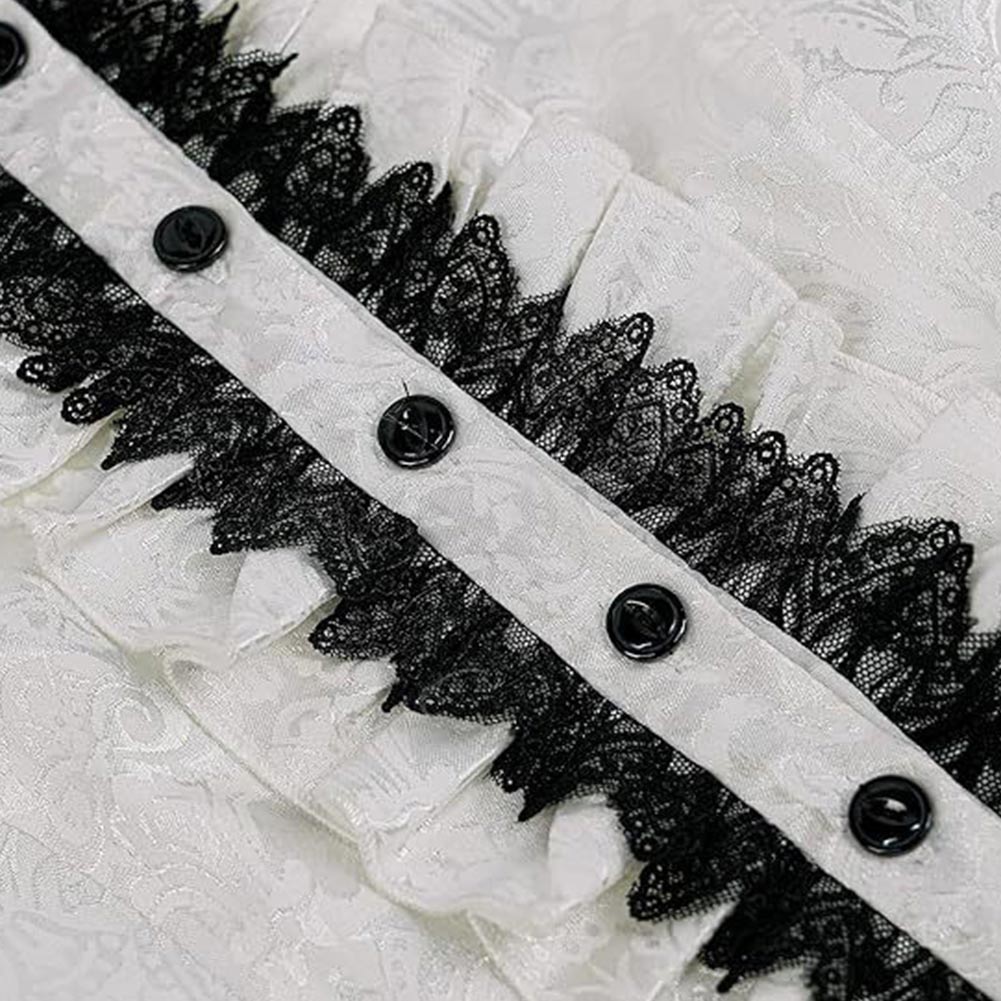 Retro Medieval Victorian Gothic Women Flared Sleeve Lace Top Cosplay O ...