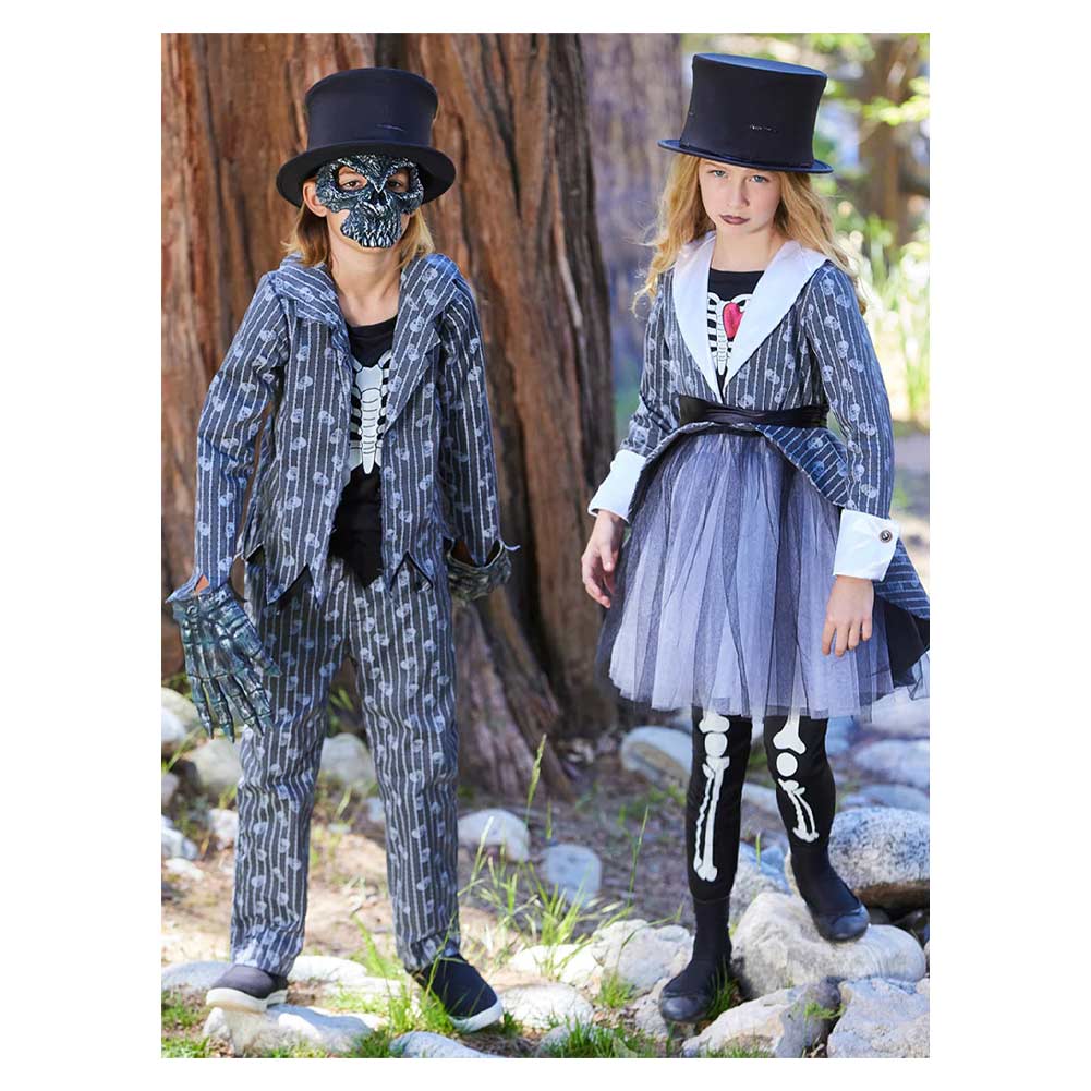Skeleton Skull Kids Girl Cosplay Uniform Dress Costume Outfits Hallowe ...