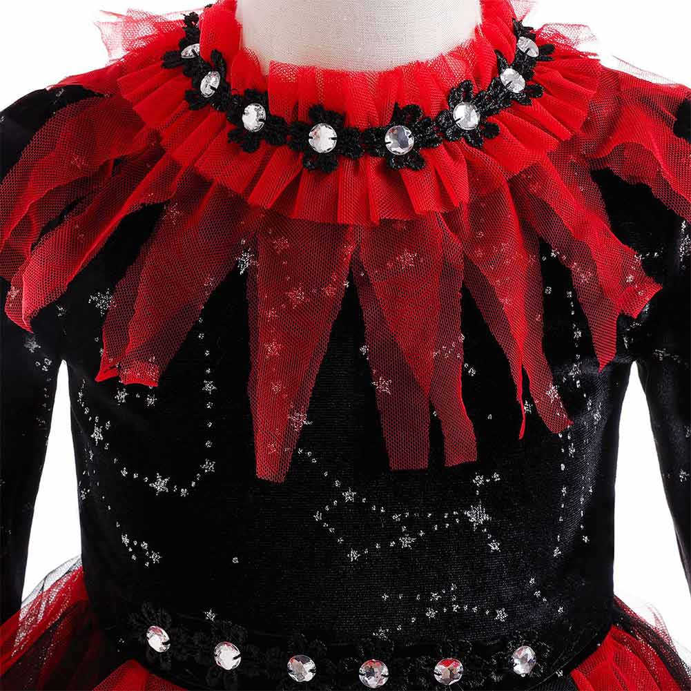 Vampire Witch Cosplay Red Mesh Dress For Kids Girls Outfits Halloween ...