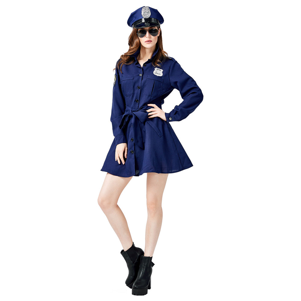 Women's Black Police Officer Uniform Costume With Hat – INSWEAR