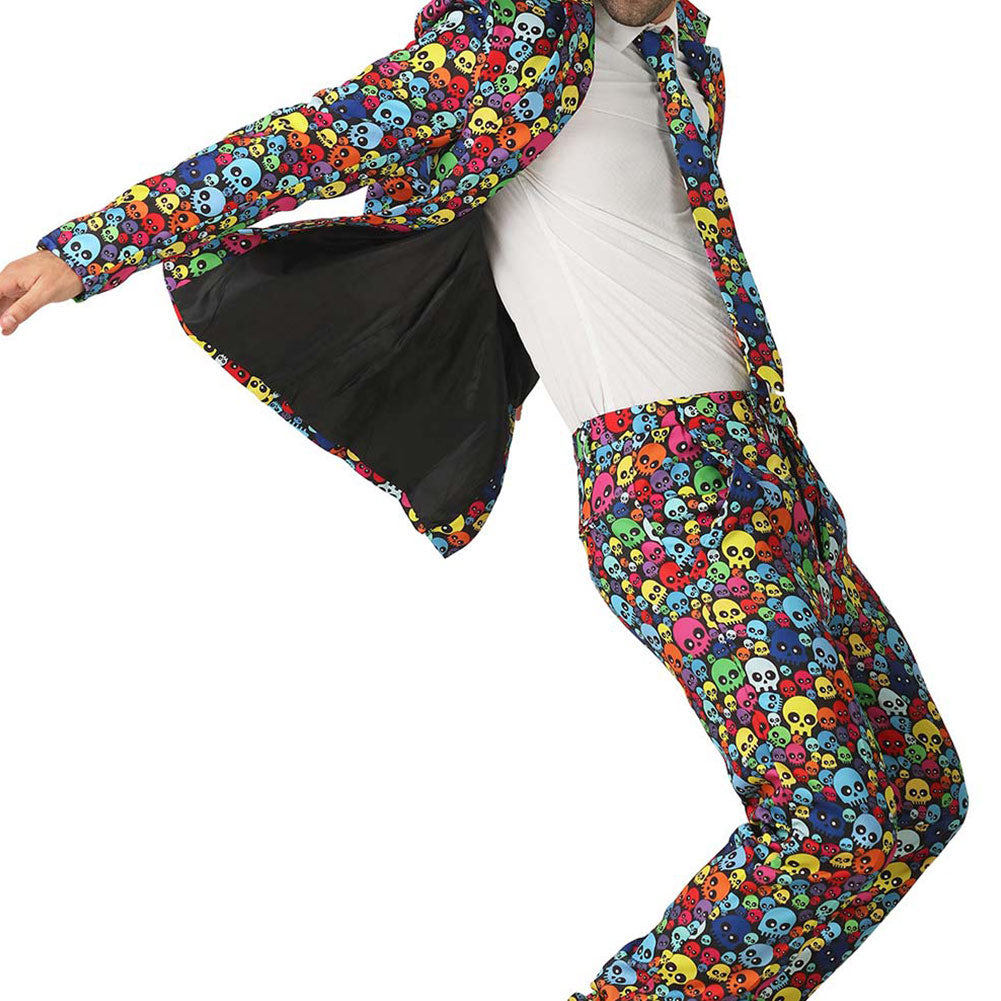 Men Halloween Costume Colorful Skull Suits Comes with Jacket Pants and ...