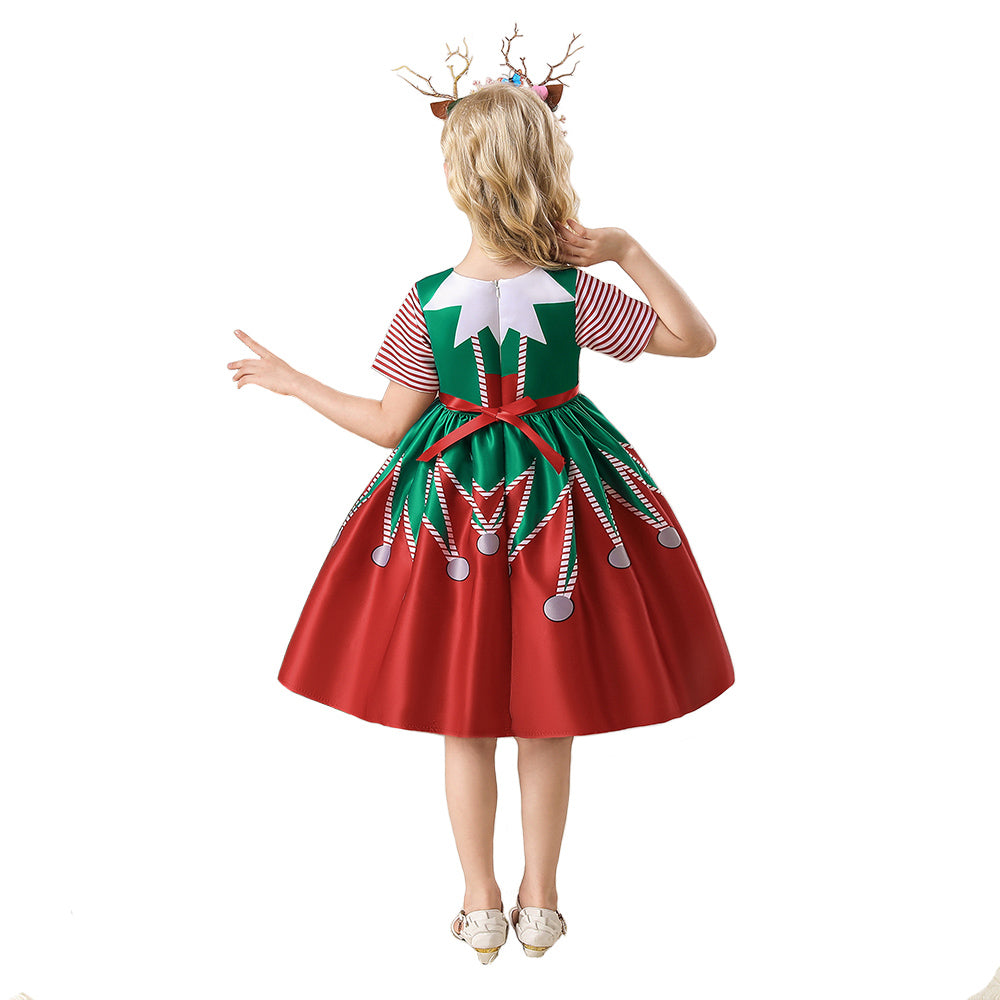 Kids Children Christmas Elf Red Dress Outfits Christmas Carnival Suit ...
