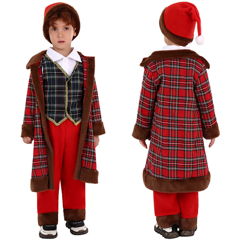 Kids Children Christmas Scotland Costume Santa Clau Cosplay Costume Ou ...