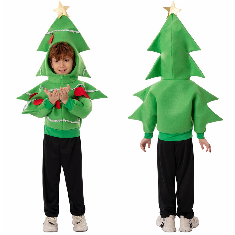 Kids Children Green Jacket Outfits Christmas Tree Cosplay Costume Chri ...