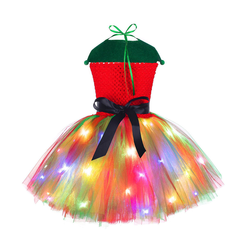 Kids Girls Christmas TUTU Dress ELF Cosplay Costume Outfits Christmas ...