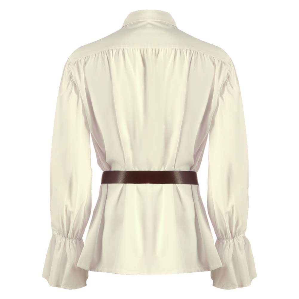 Medieval Adult Beige Puffy Long Sleeve Tied Ruffle Shirt Girdle Cospla ...
