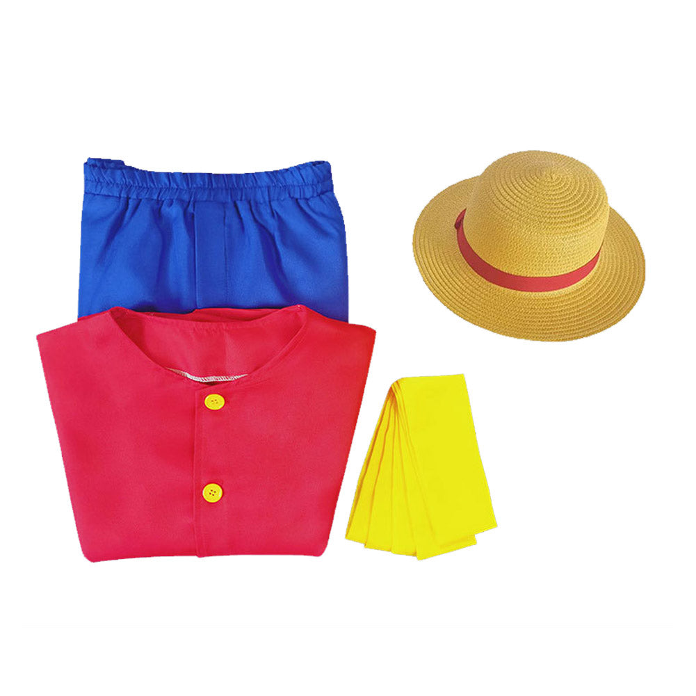 One Piece Kids Children Luffy Cosplay Costume Outfits Halloween Carniv ...