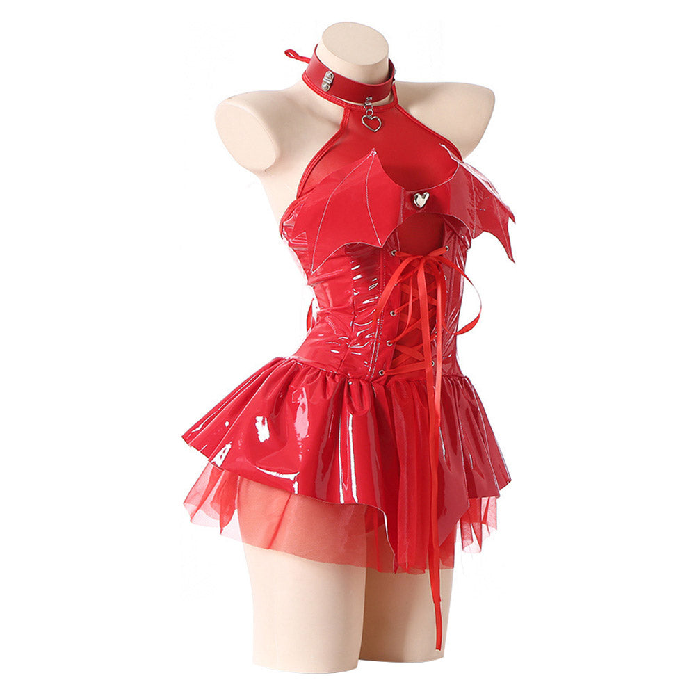 Red Devil Adult Women Cosplay Costume Dress Outift Halloween Carnival ...